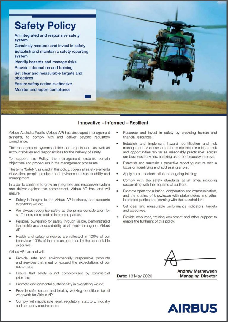 Airbus safety policy – M3R SMS